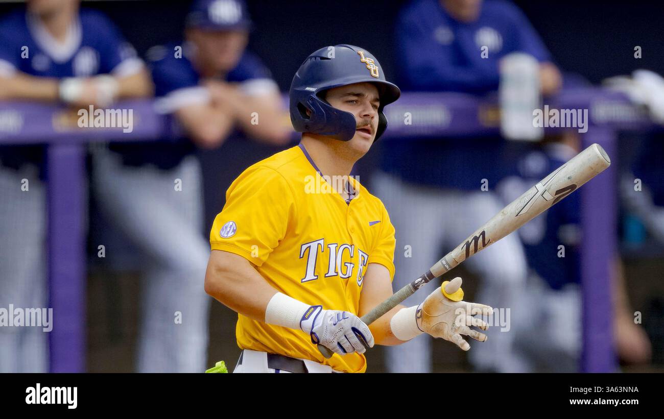 LSU utility Jake Brown (7) bats during an NCAA baseball game against ...