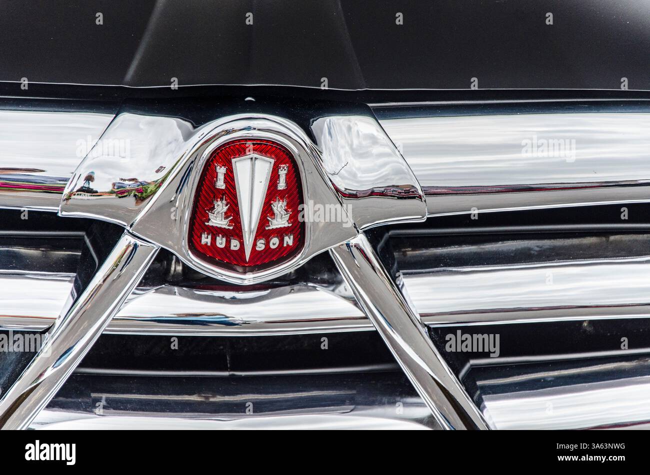 Close-Up of a Classic Hudson Automobile Grille and Emblem Design Stock ...