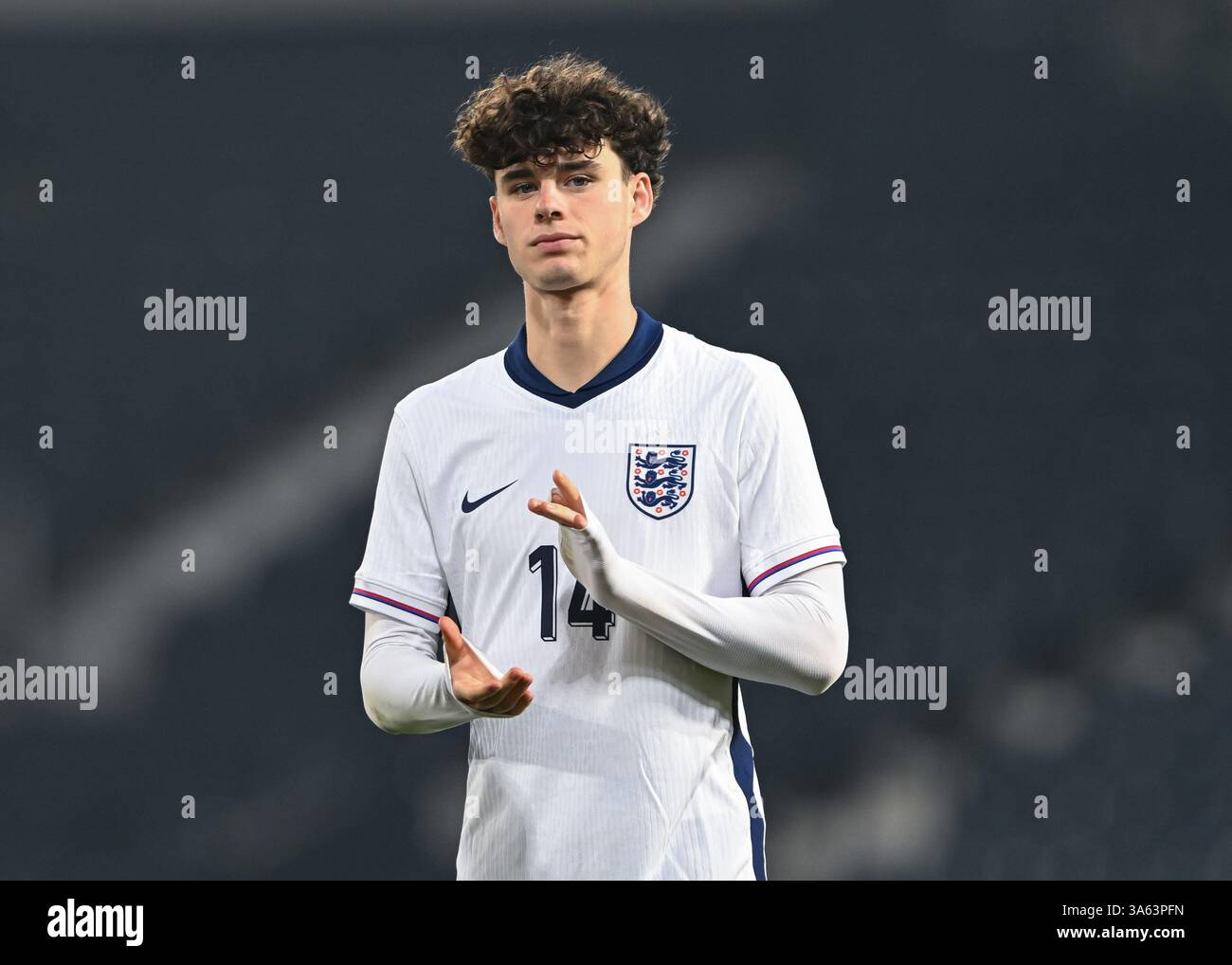 West Bromwich, UK. 24th Mar, 2025. Archie Gray of England applauds fans ...