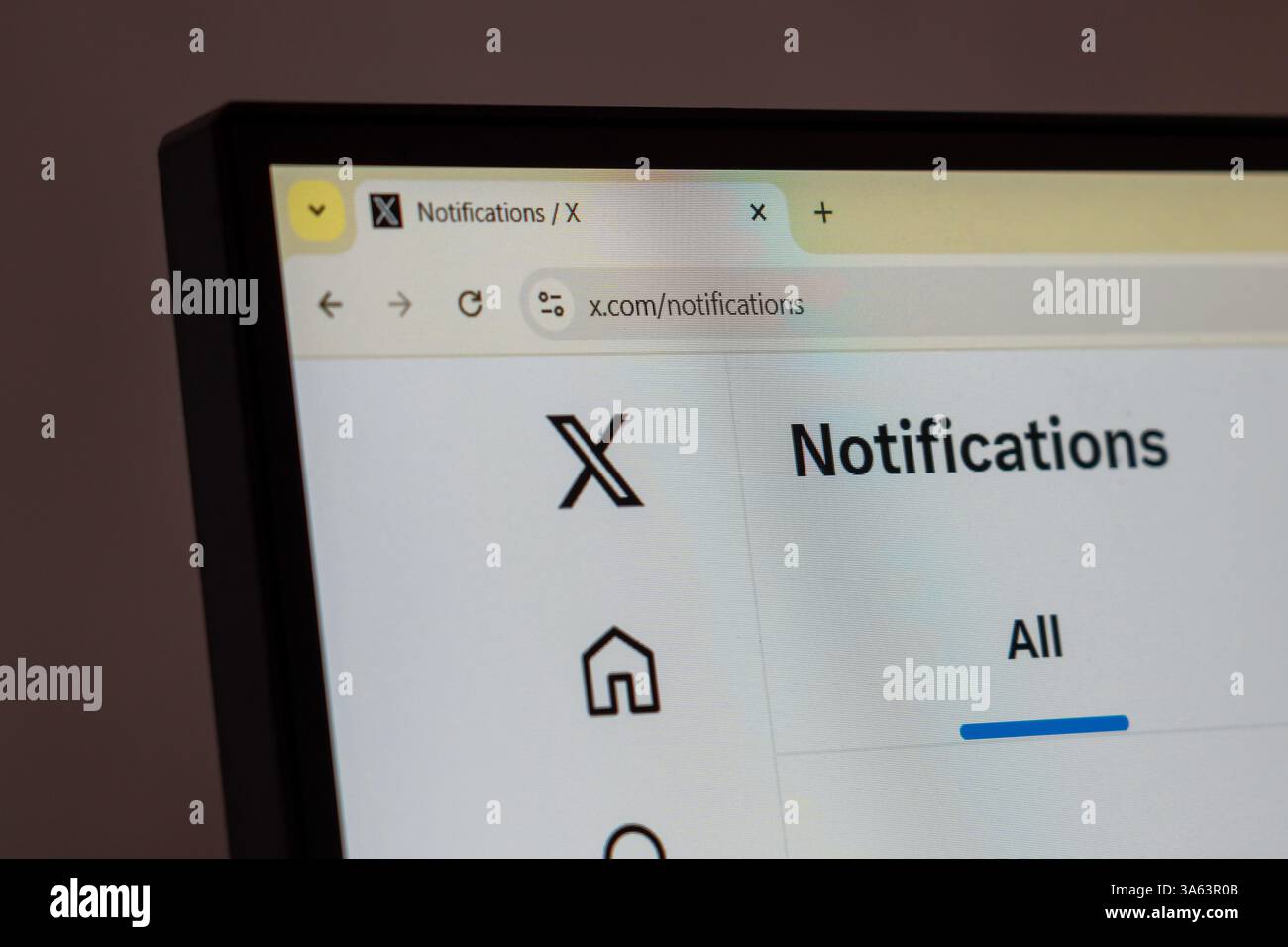 New York, USA - March 17, 2025: X social media notifications page open in browser on computer ...