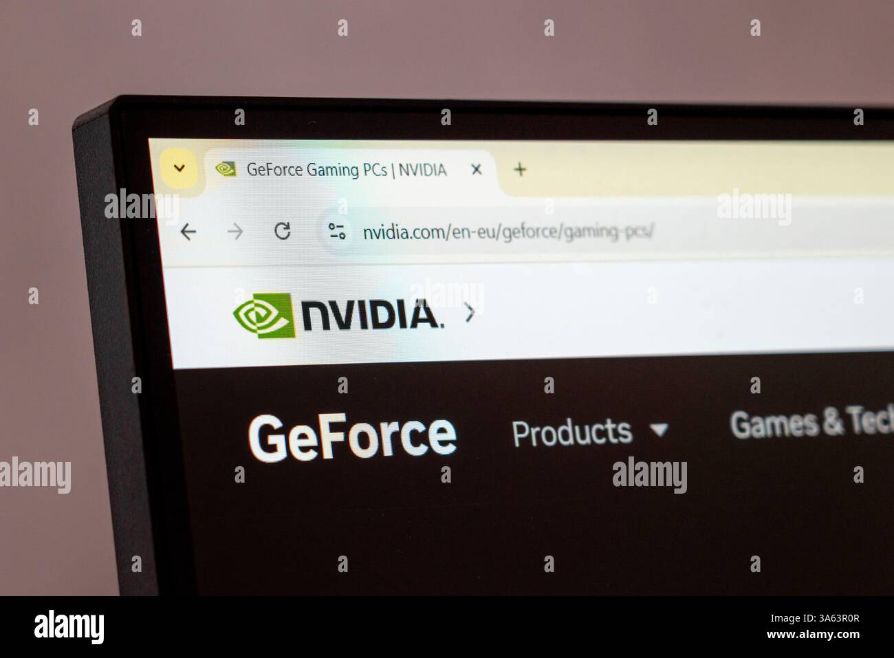 New York, USA - March 17, 2025: NVIDIA GeForce product page open in web ...