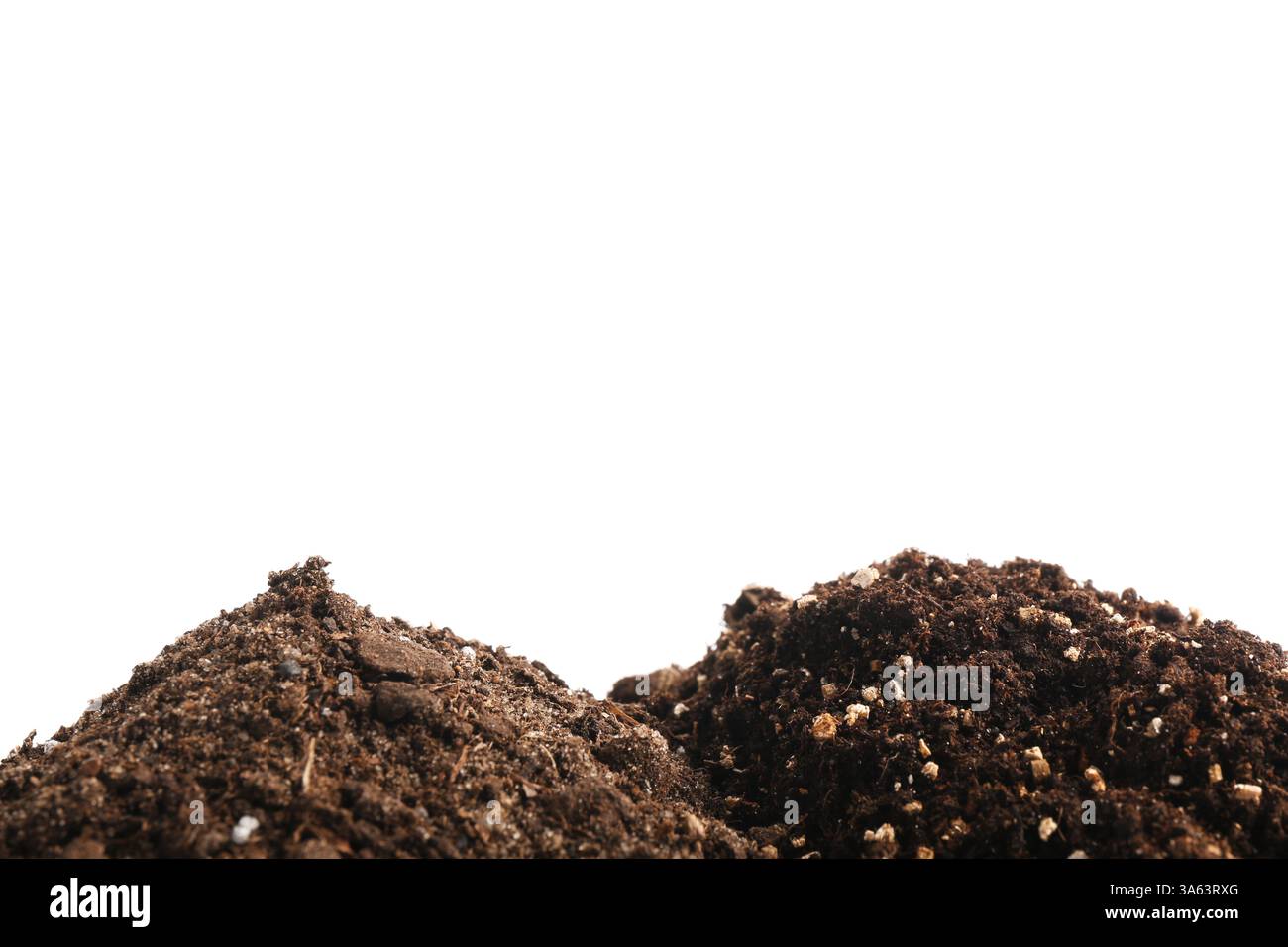 Piles of fresh soil isolated on white Stock Photo - Alamy