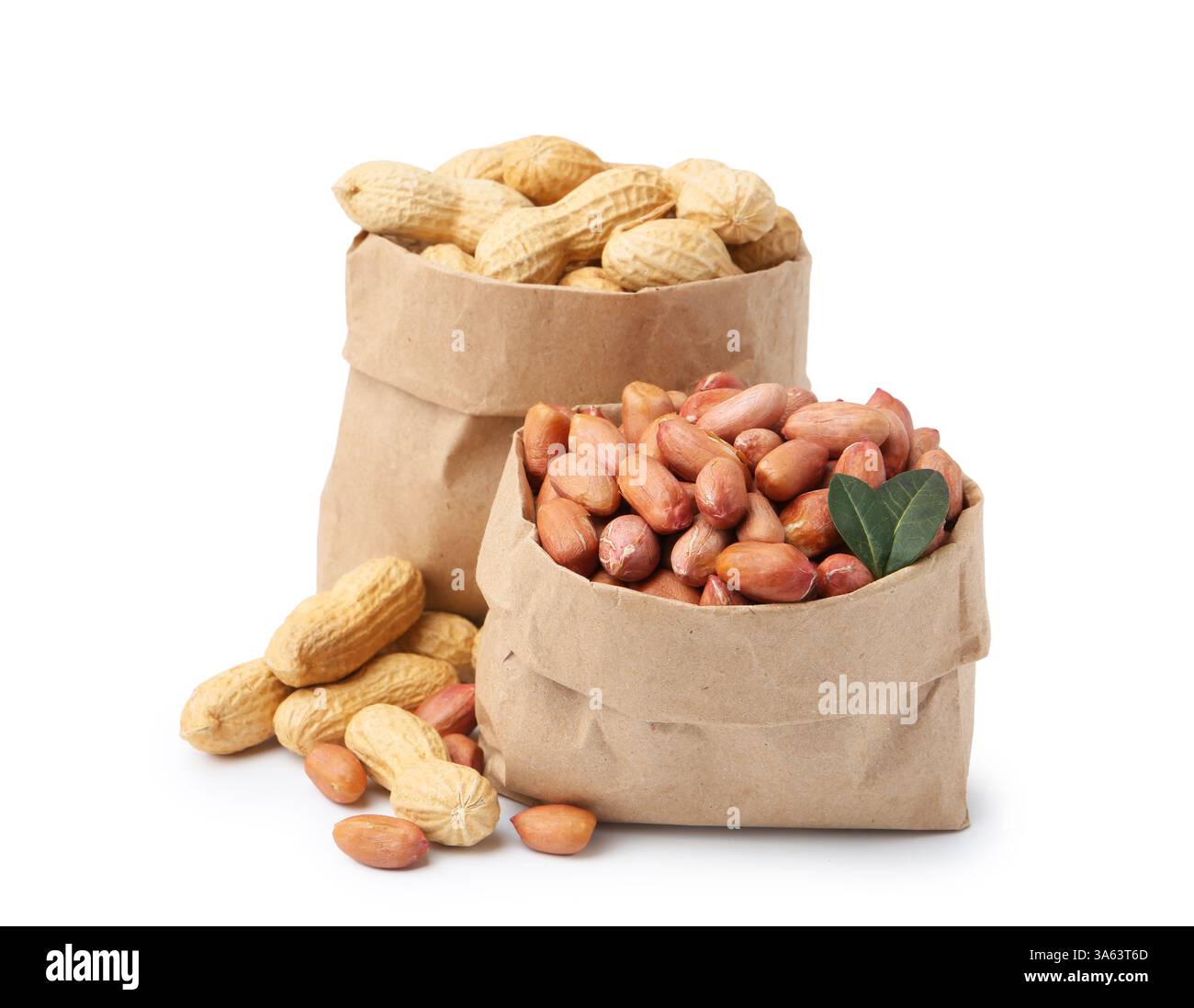 Fresh peanuts in paper bags isolated on white Stock Photo - Alamy