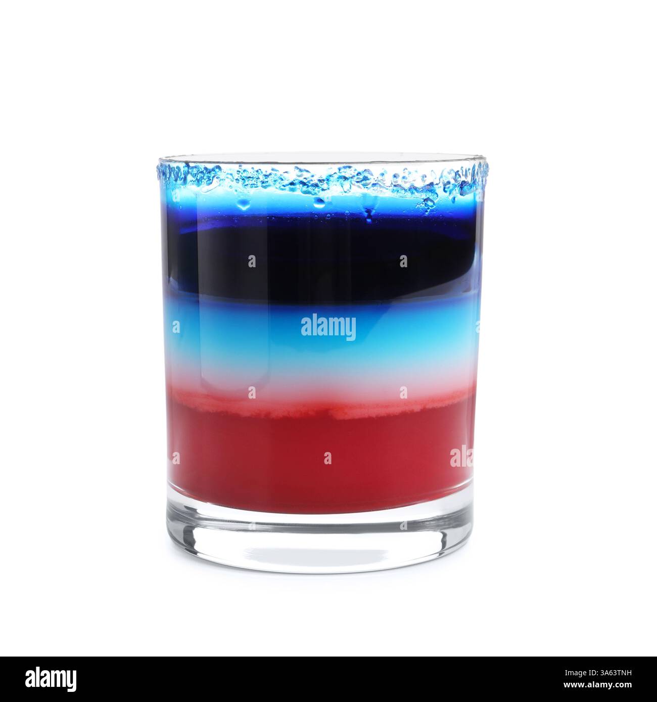 Layered cocktail in colors of American flag isolated on white Stock ...