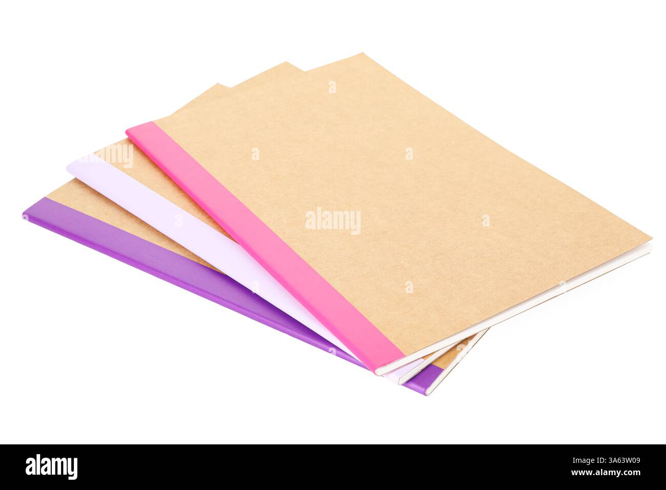 Different copybooks isolated on white. School stationery Stock Photo ...