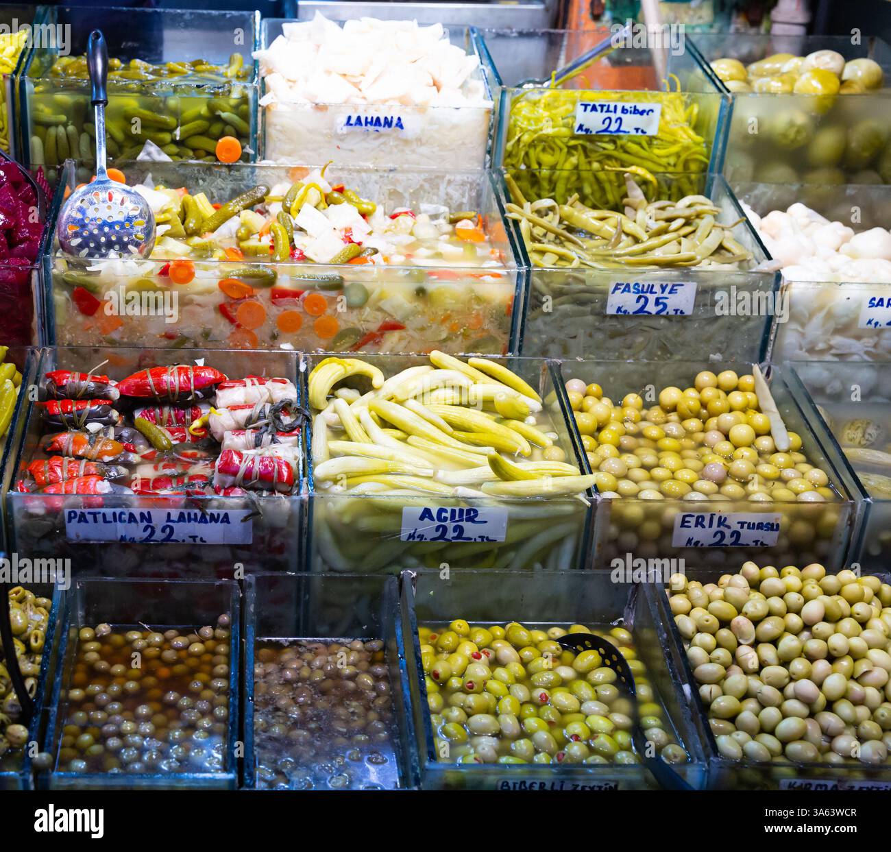 Pickled vegetables marinades at the turkish market Stock Photo - Alamy