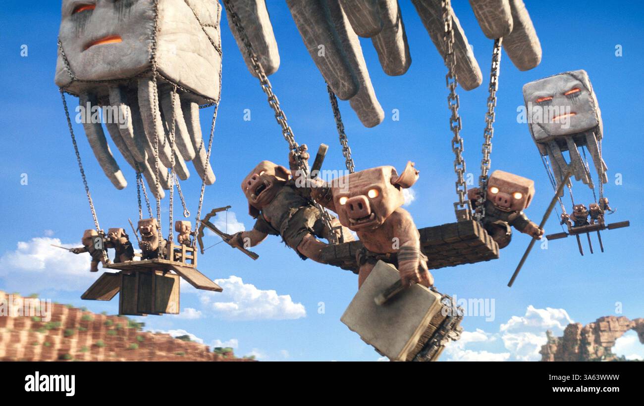 A MINECRAFT MOVIE, (aka MINECRAFT: THE MOVIE), Ghasts and Piglins, 2025 ...