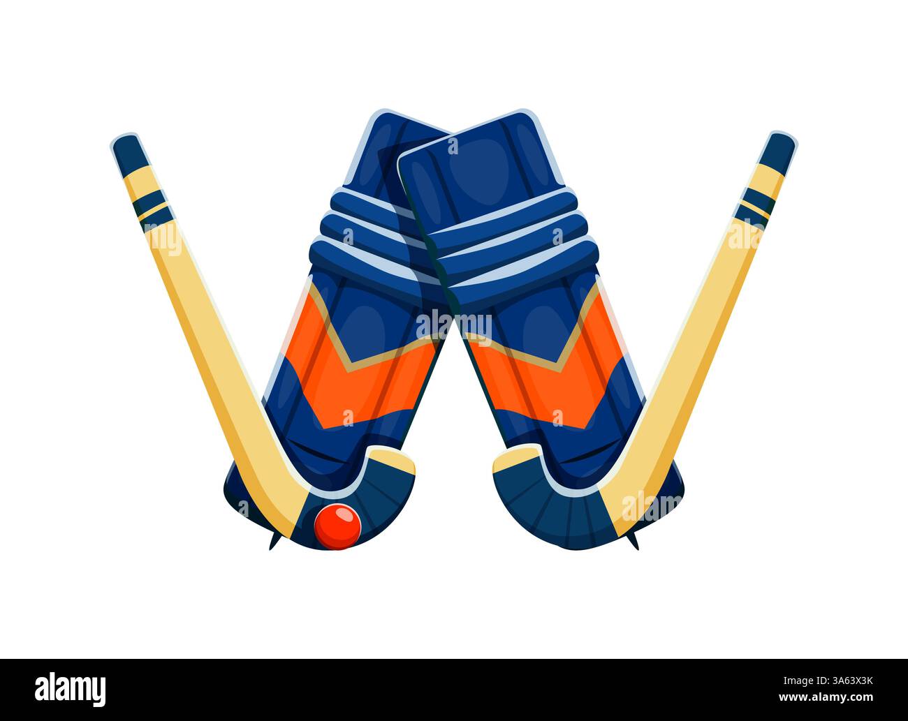 Cartoon letter W as hockey gear featuring two sticks, ball and ...