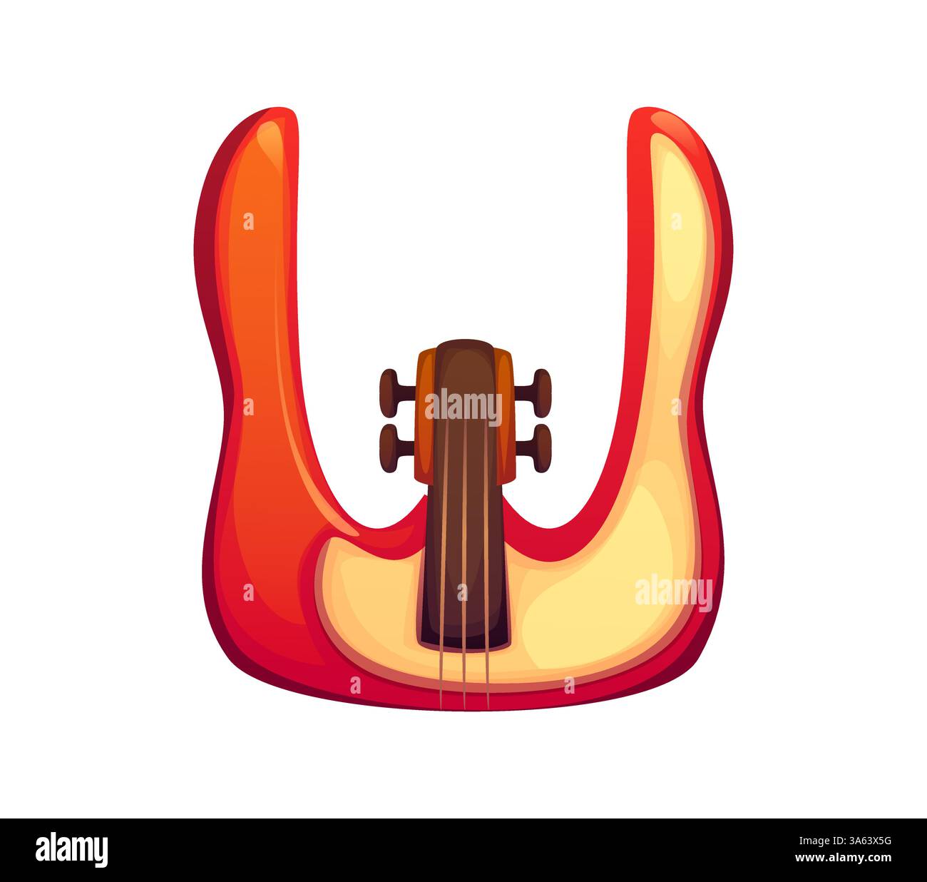 Cartoon musical font letter U resembling a string music instrument ...