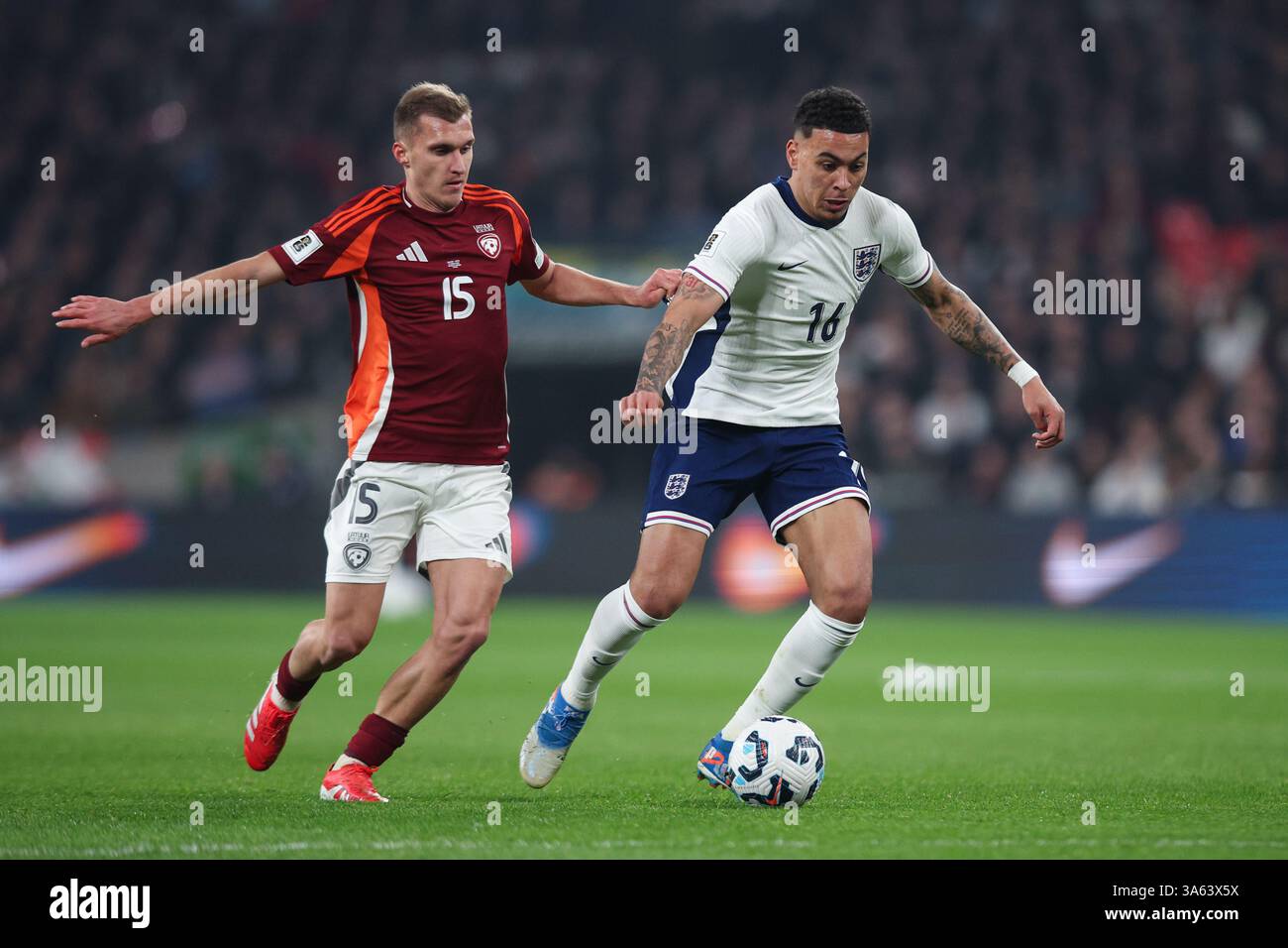 LONDON, UK - 24th Mar 2025: Morgan Rogers of England in action during ...