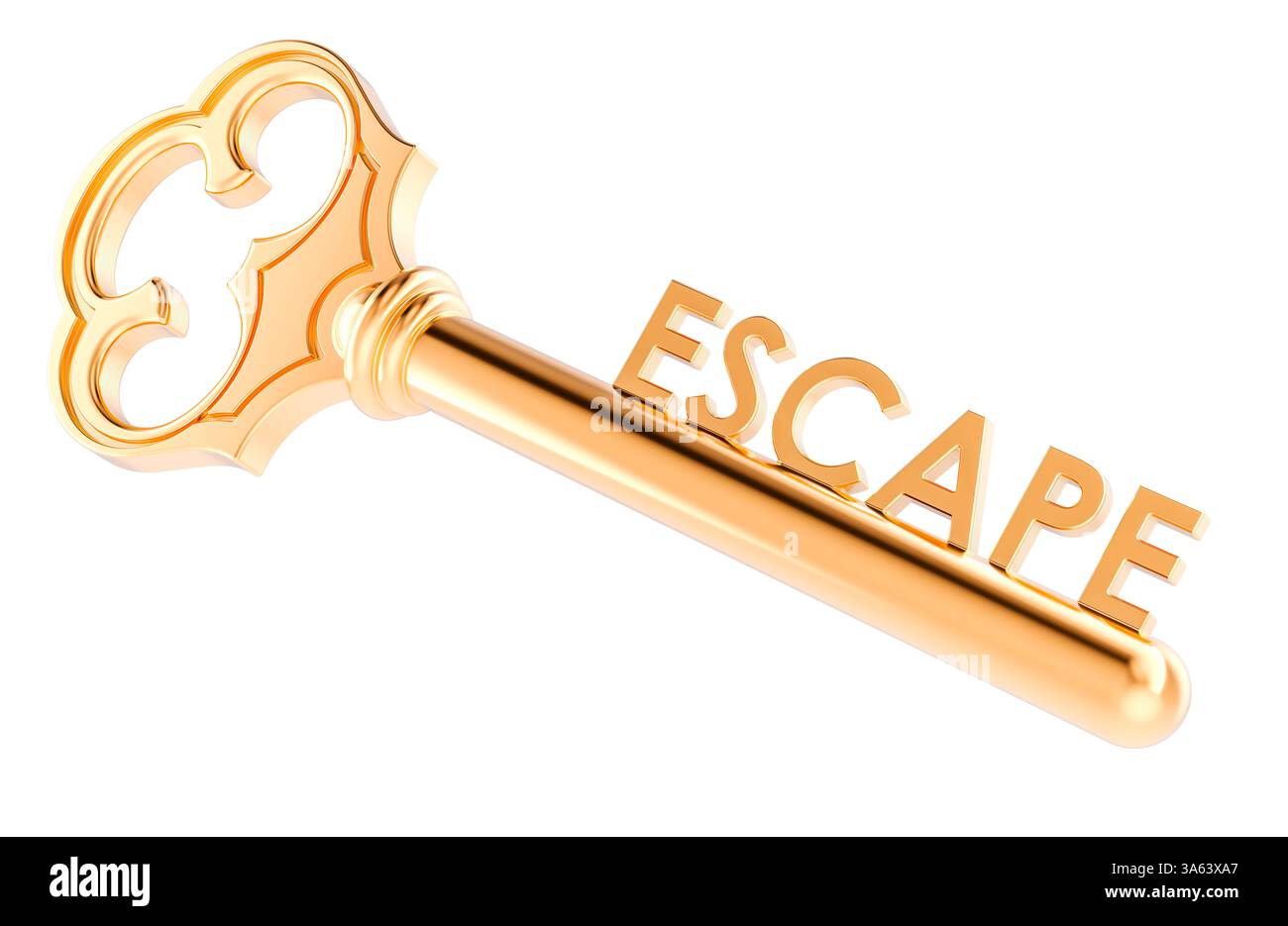 Key to escape, concept. 3D rendering isolated on white background Stock ...