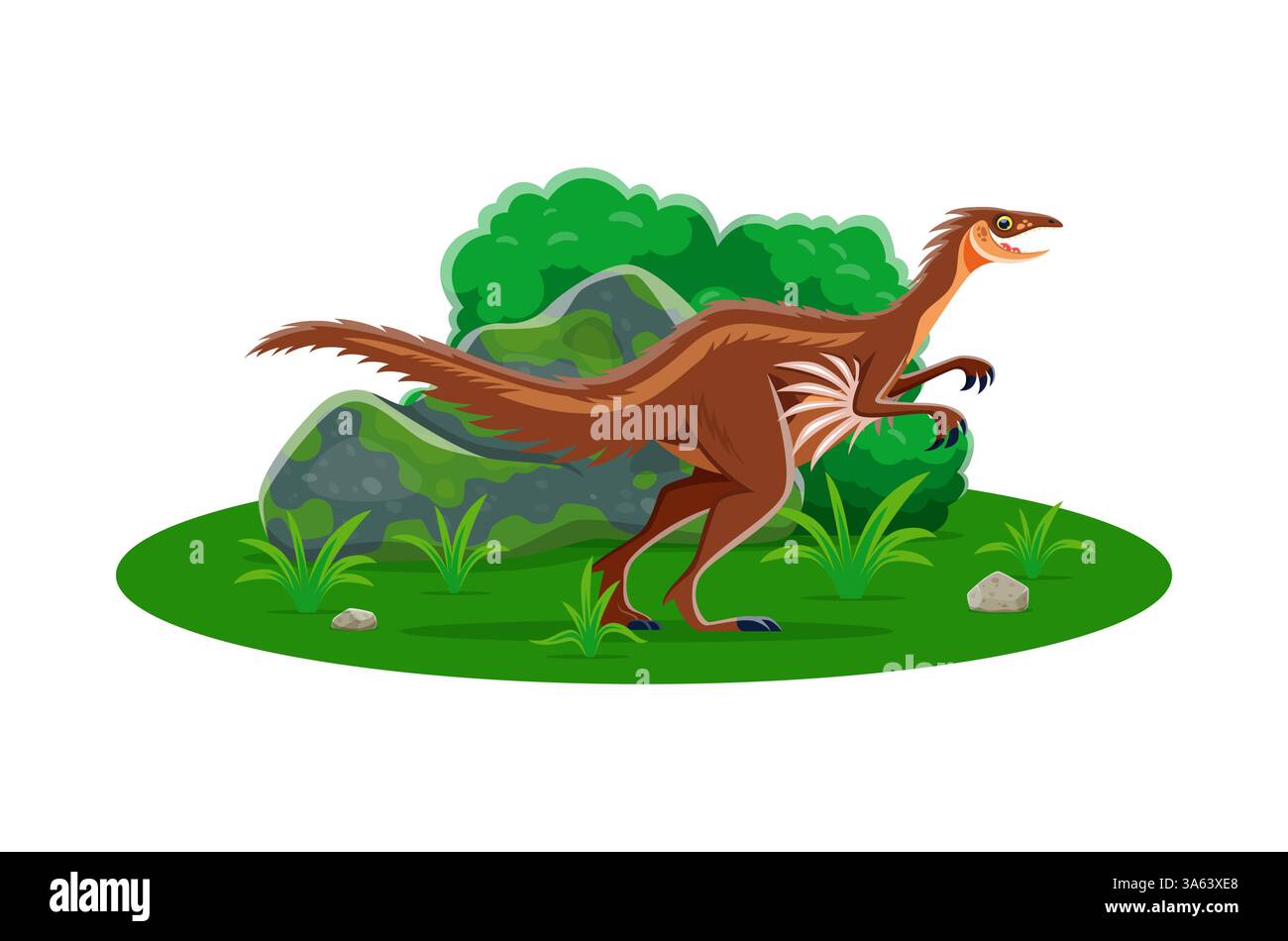 Prehistoric troodon dinosaur cartoon character. Extinct animal, paleontology dinosaur or ...