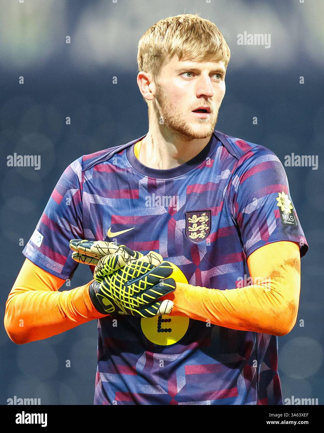West Bromwich on Monday 24th March 2025. #22, goalkeeper Teddy Sharman ...