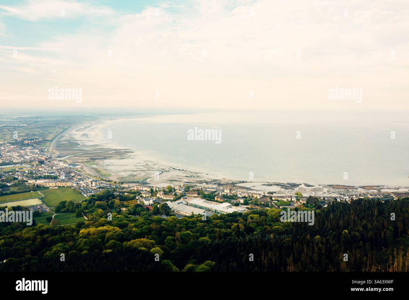 Aerial View of Slieve Donard Hiking Trail Overlooking Newcastle Town ...