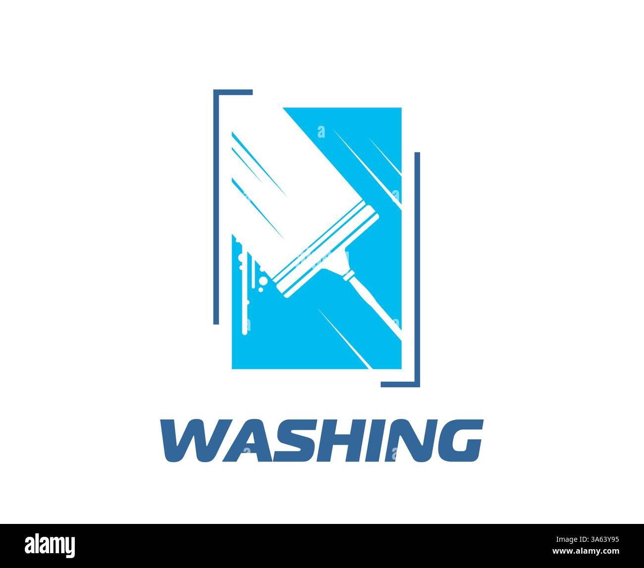 Window washing and cleaning service icon with squeegee and glass ...