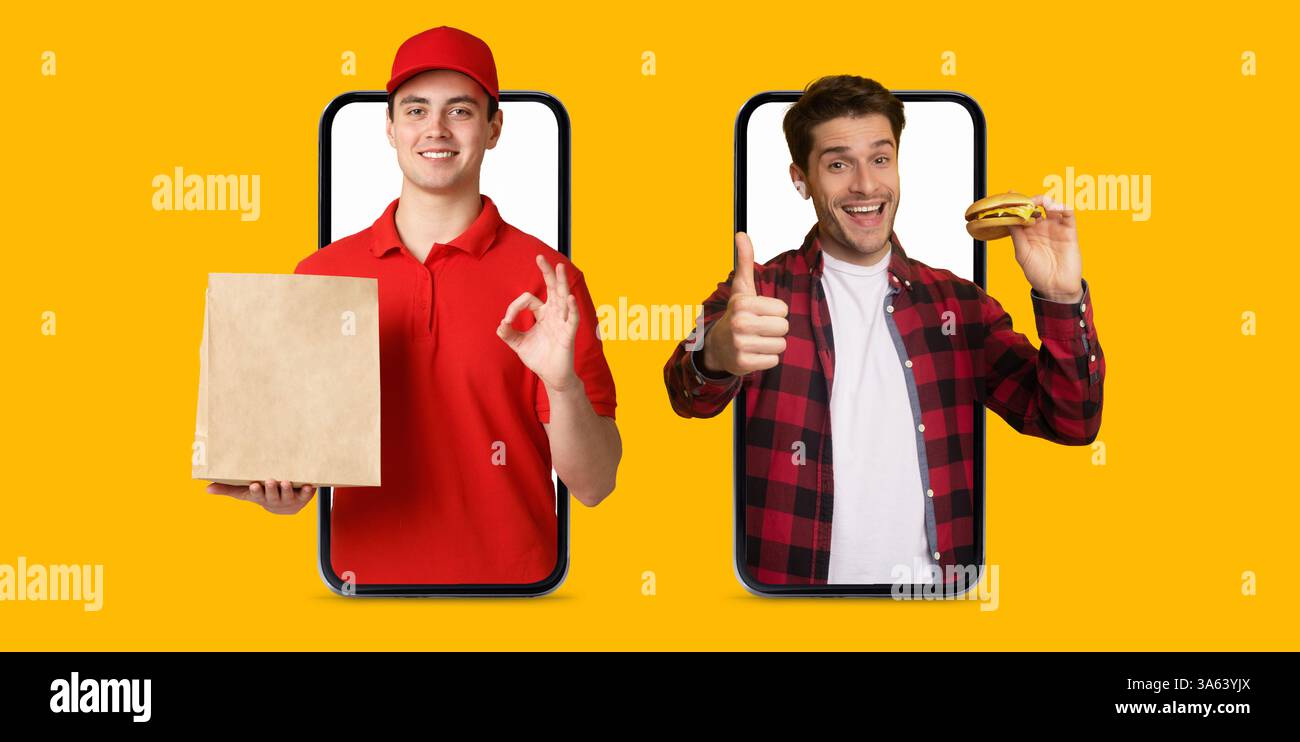 Customer enjoys online shopping convenience with smartphone delivery ...