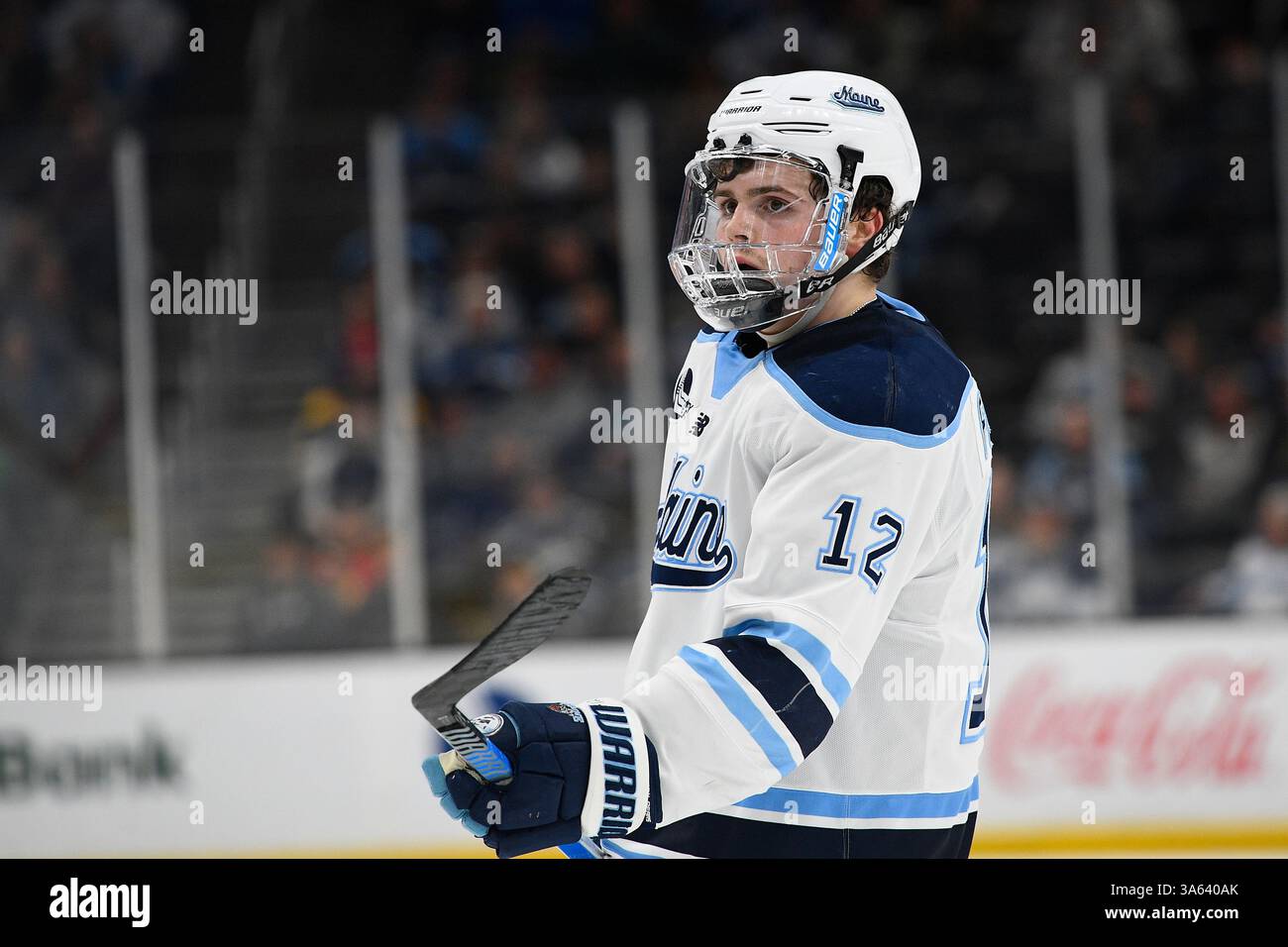 BOSTON, MA - MARCH 20: Maine Black Bears forward Owen Fowler (12) looks ...