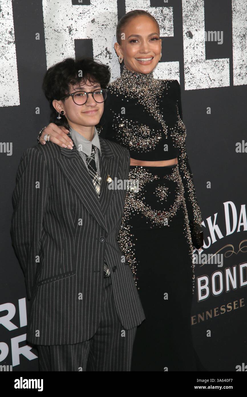 New York, New York, USA. 23 March 2025. Jennifer Lopez and her daughter ...