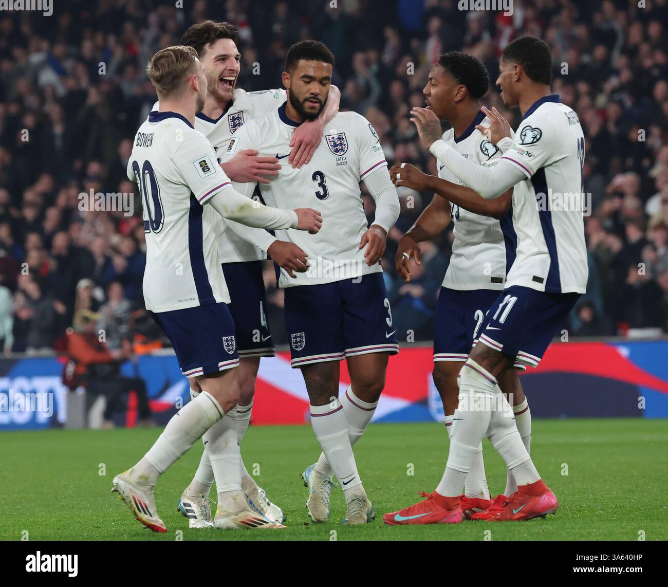 Reece James(Chelsea) of England celebrates his goal with Declan Rice ...