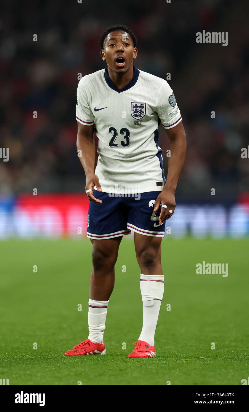 London, UK. 24th Mar, 2025. Myles Lewis-Skelly of England during the ...