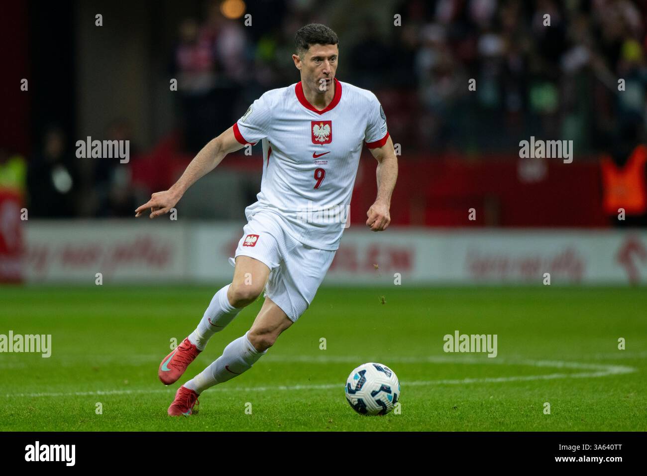Robert Lewandowski of Poland controls the ball during the 2026 FIFA ...