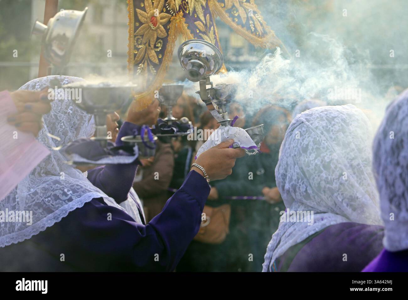 Procession in front of Notre - Dame cathedral, Paris, France Stock ...