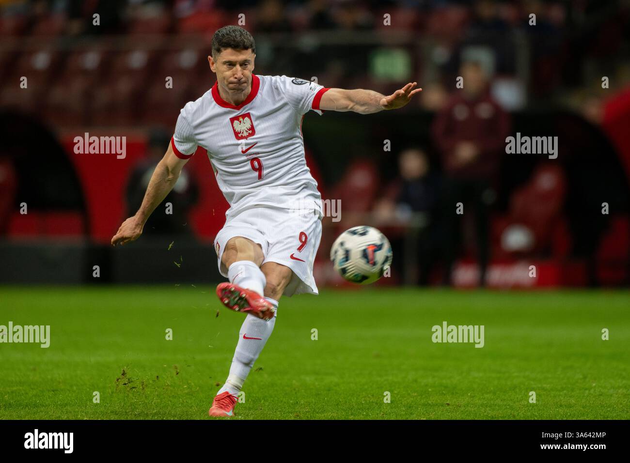Warsaw, Poland. 24th Mar, 2025. Robert Lewandowski of Poland during the ...