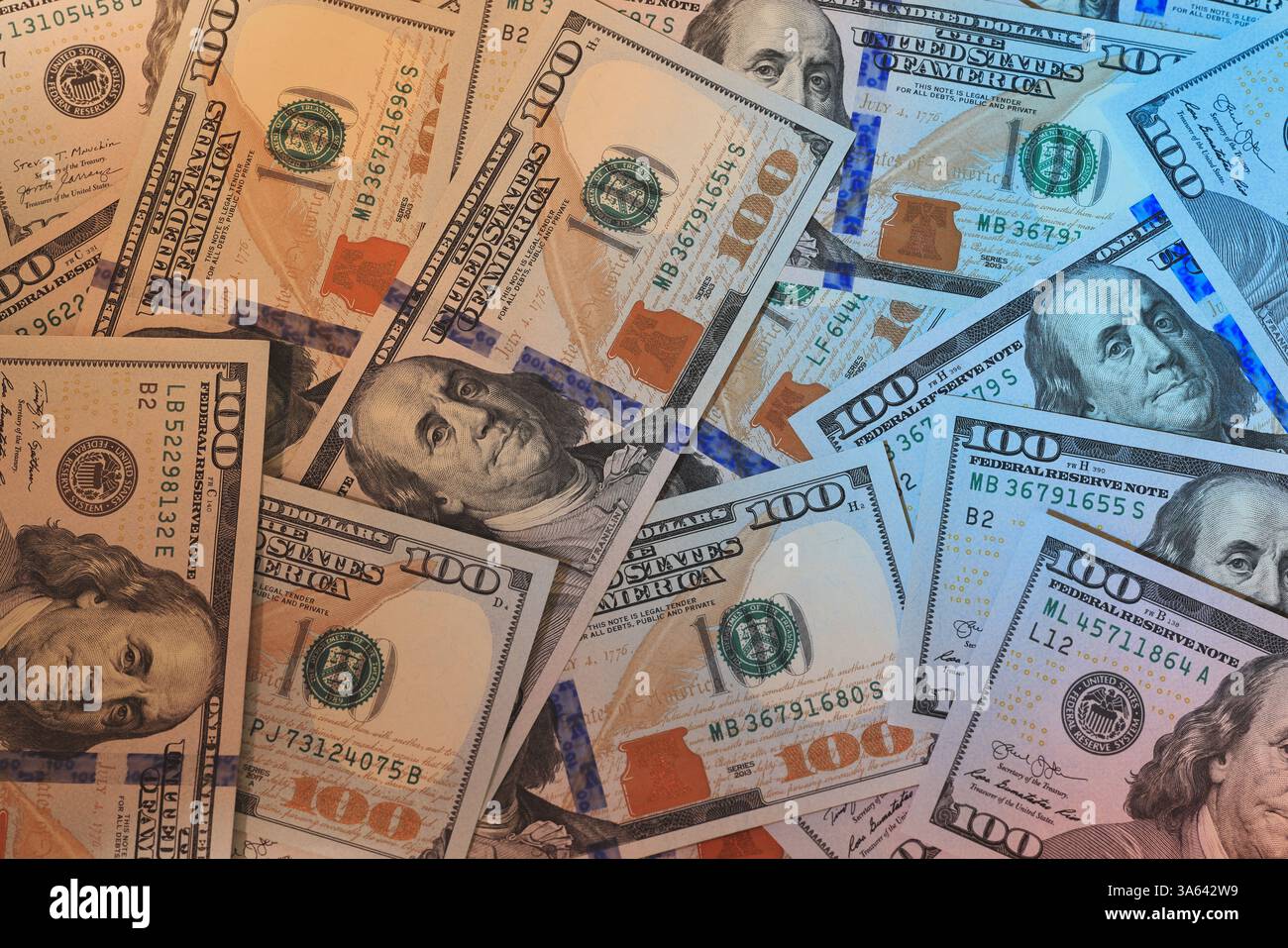 Numerous Stacks of U.S. Dollar Bills Neatly Arranged on a Table Surface ...