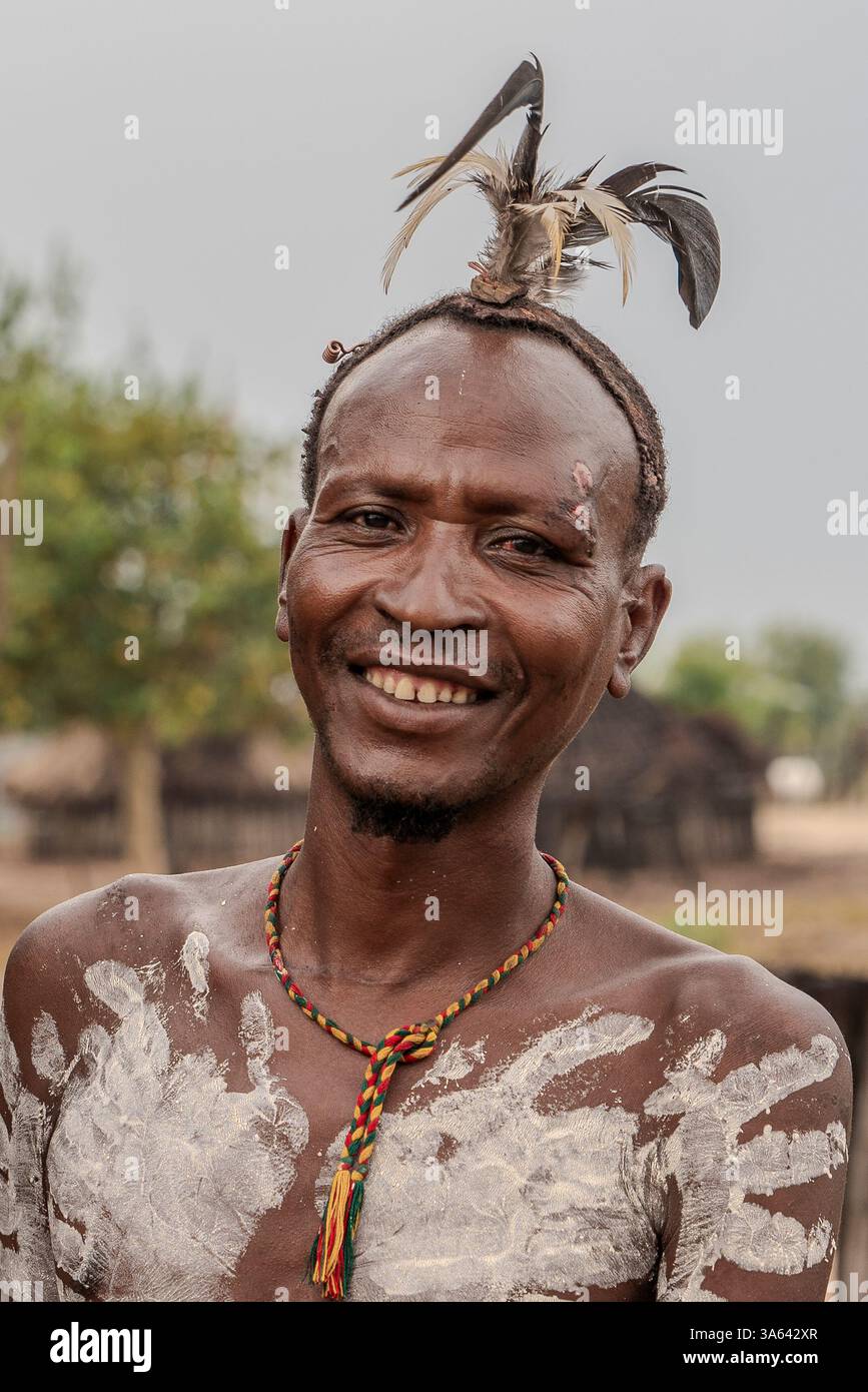 Ethiopia, man from the Karo tribe in the Omo Valley. 18th of february ...