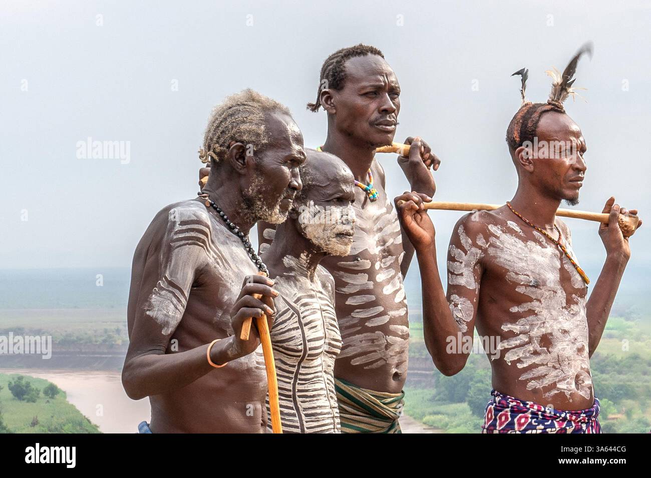 Ethiopia, men from the Karo tribe in the Omo Valley. 18th of february ...