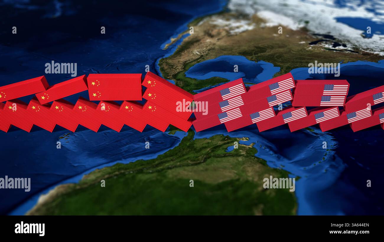 Visualization of world map fragment with Panama Canal at the center ...