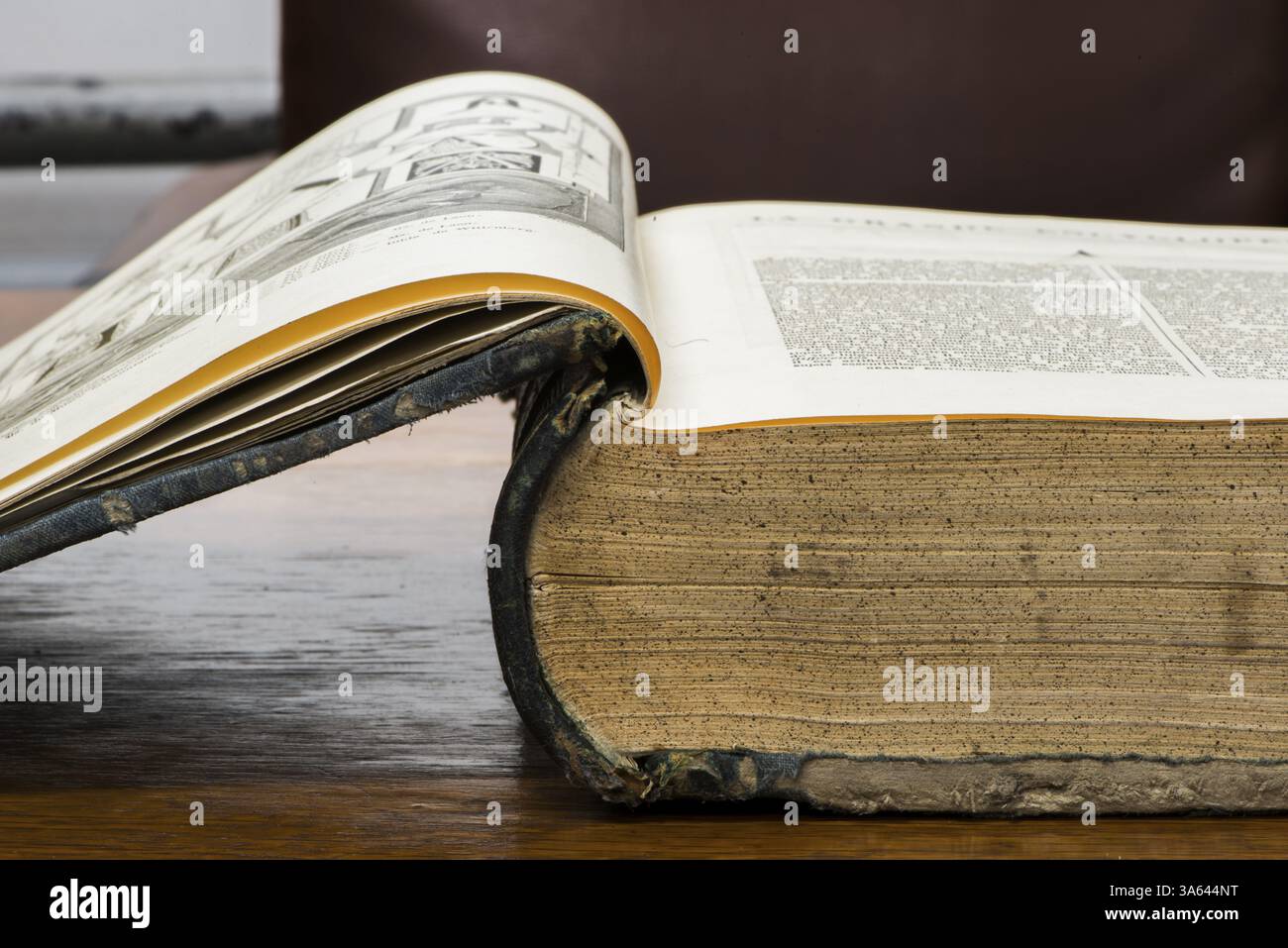 Open old big book. French encyclopedia Stock Photo - Alamy