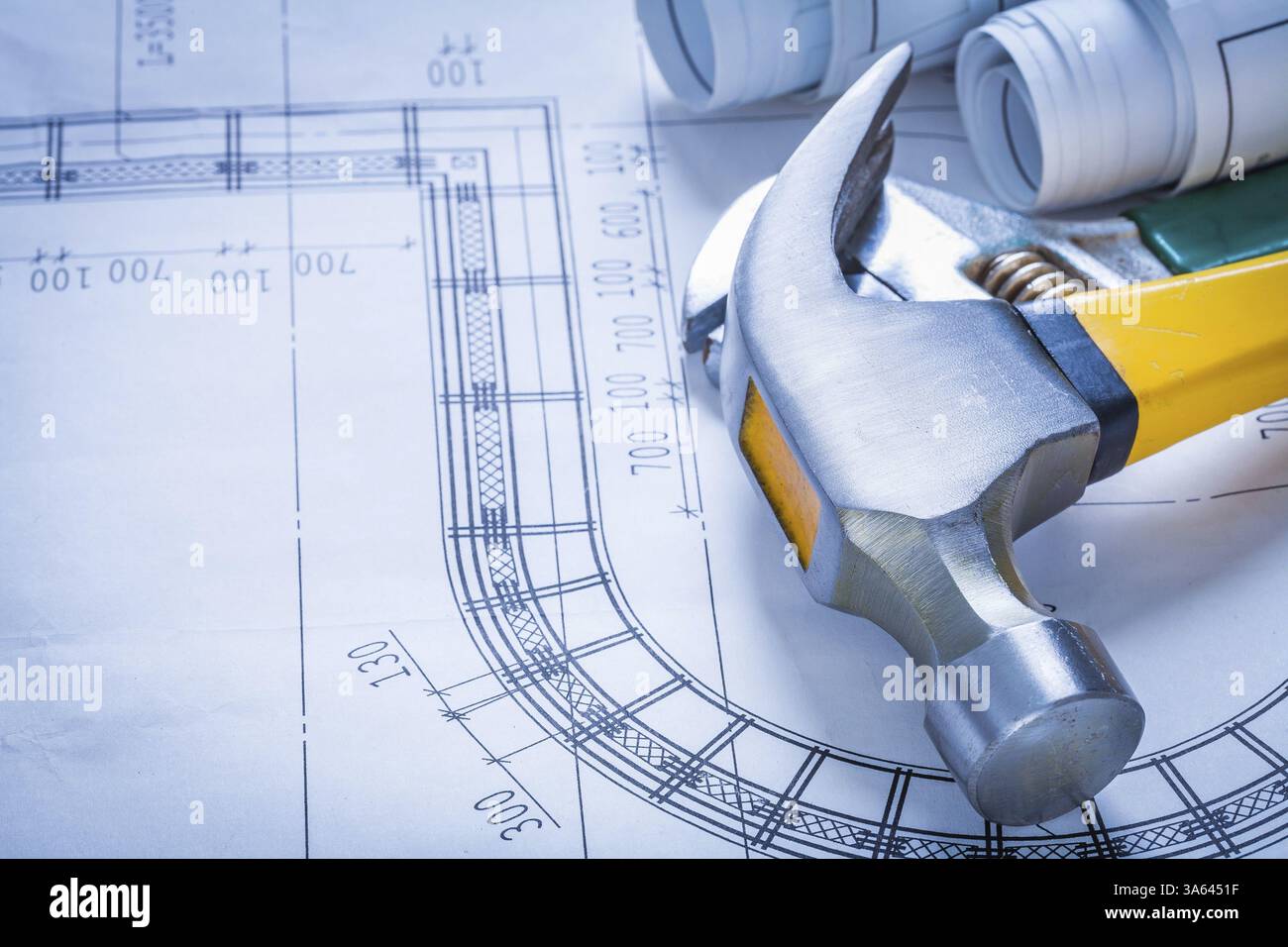 Construction plans adjustable spanner and claw hammer building concept ...