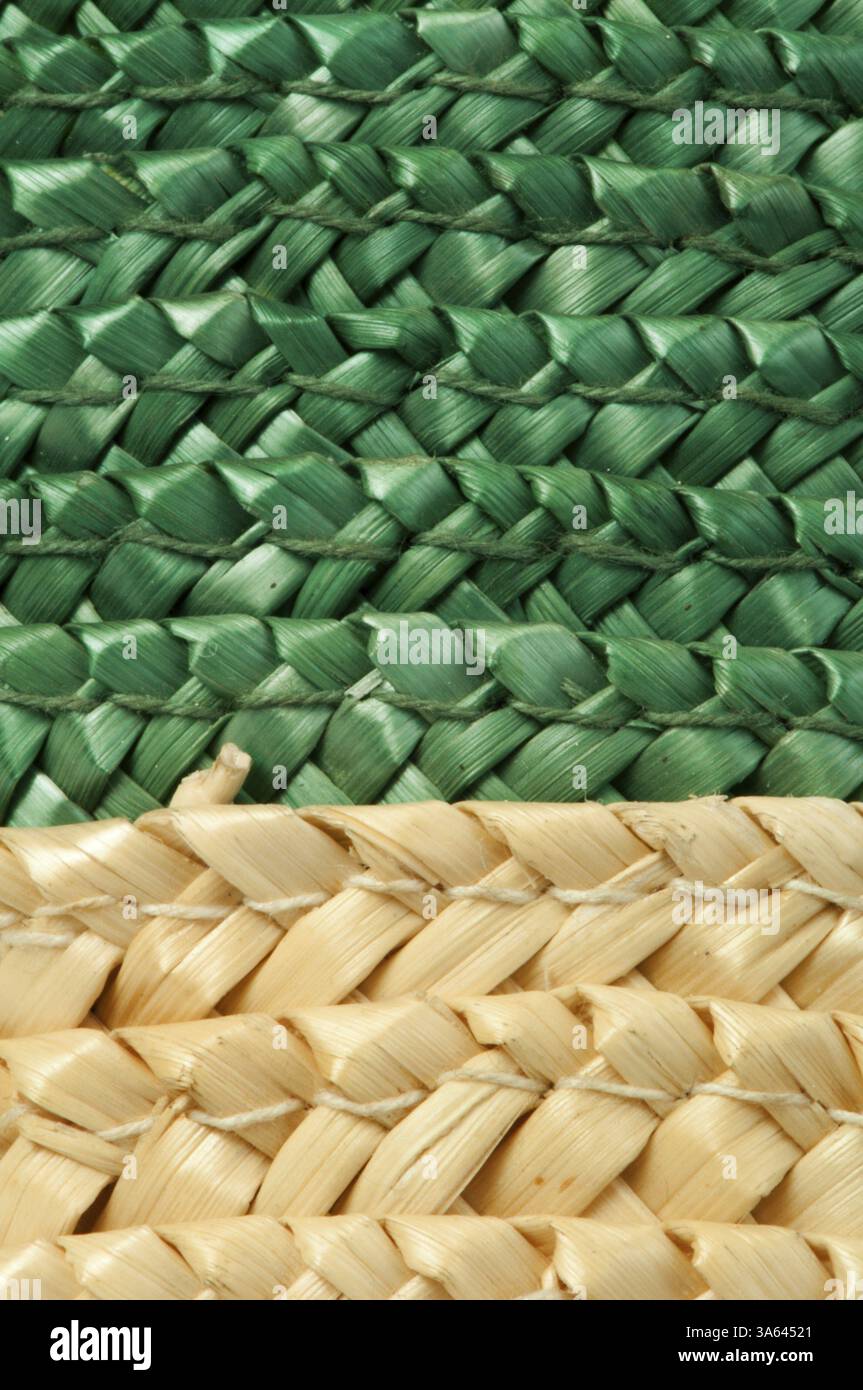 Woven straw natural background. Green and beige colors Stock Photo - Alamy