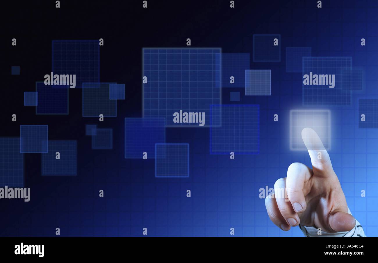 Futuristic touch screen display with streaming image Stock Photo - Alamy