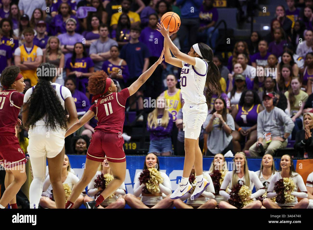 LSU Lady Tigers guard Jada Richard (30) shoots a jumper over Florida State Seminoles guard ...