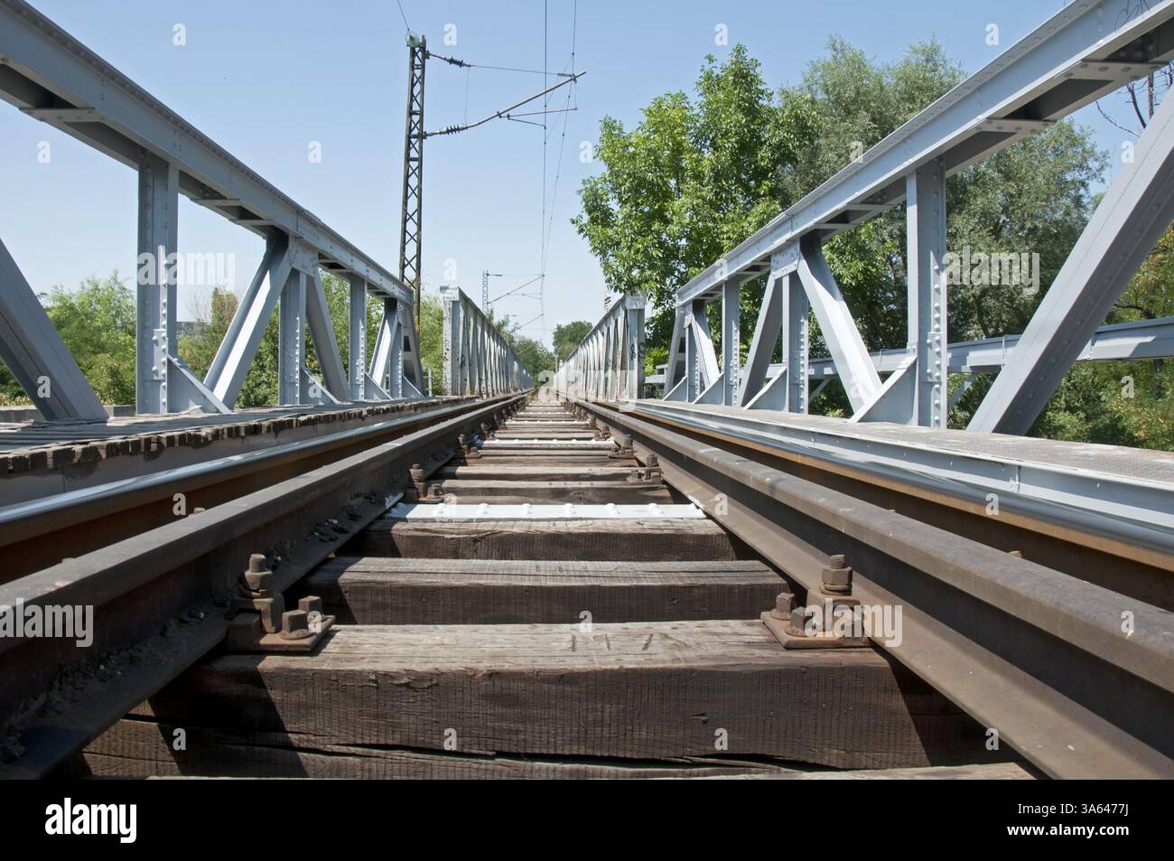Railway bridge.Low horisontal viewpoint Stock Photo - Alamy