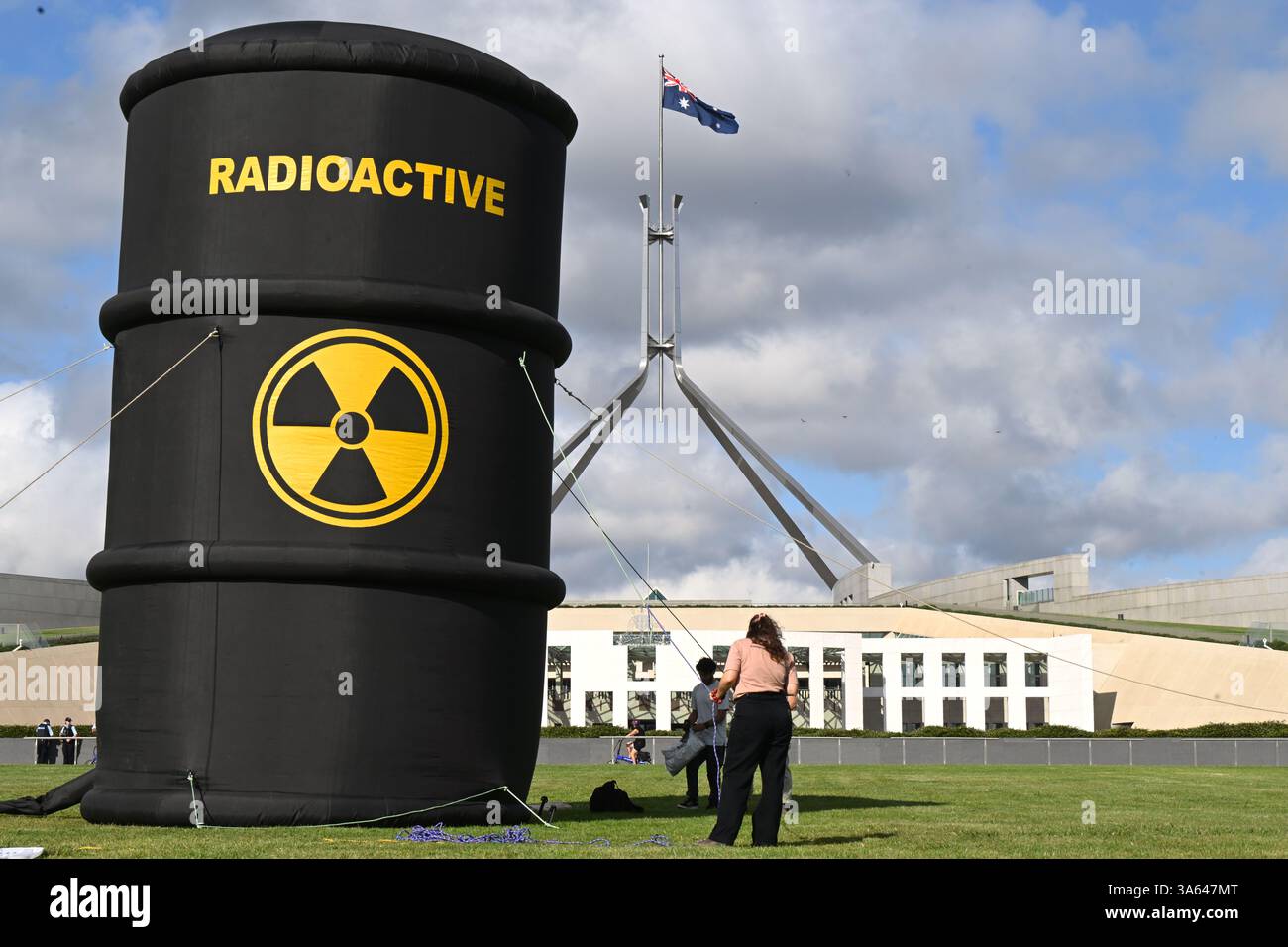 Canberra, Australia. 25th Mar, 2025. An inflatable radioactive waste ...