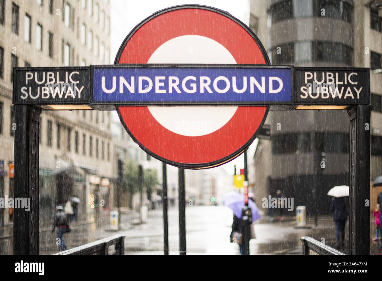 Subway station and subway sign in London Stock Photo - Alamy