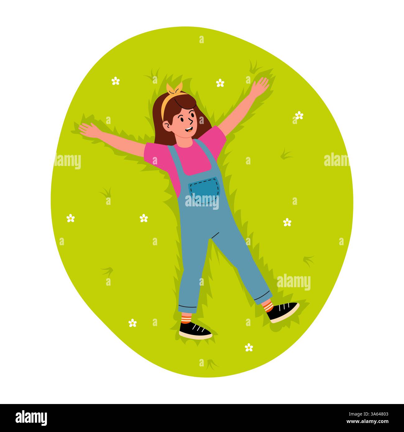 Girl making angel in snow Stock Vector Images - Alamy