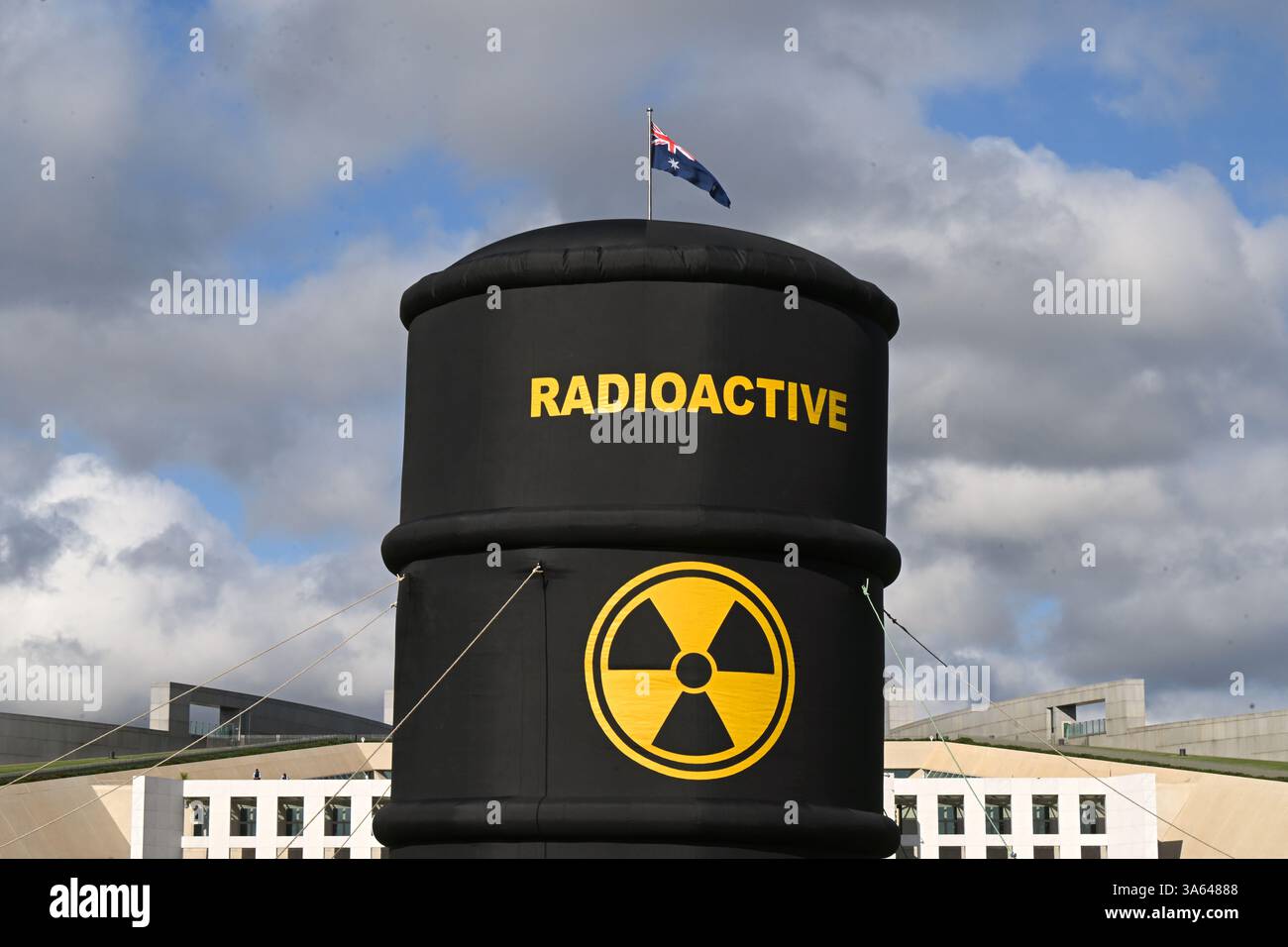 Canberra, Australia. 25th Mar, 2025. An inflatable radioactive waste ...
