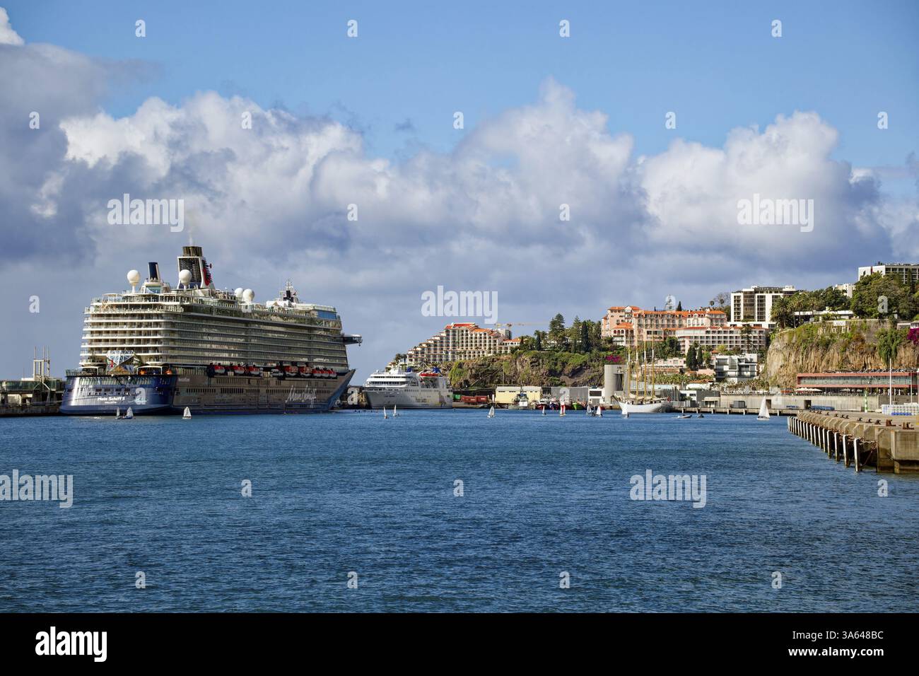 The harbour of Funchal with cruise ship, Funchal, Madeira, Portugal ...