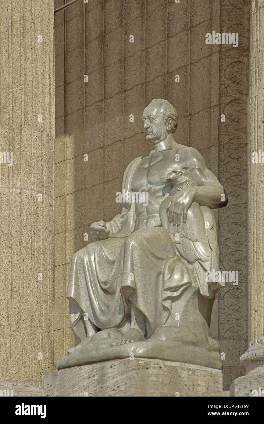 Johann Wolfgang von Goethe sitting on a throne, stone sculpture ...