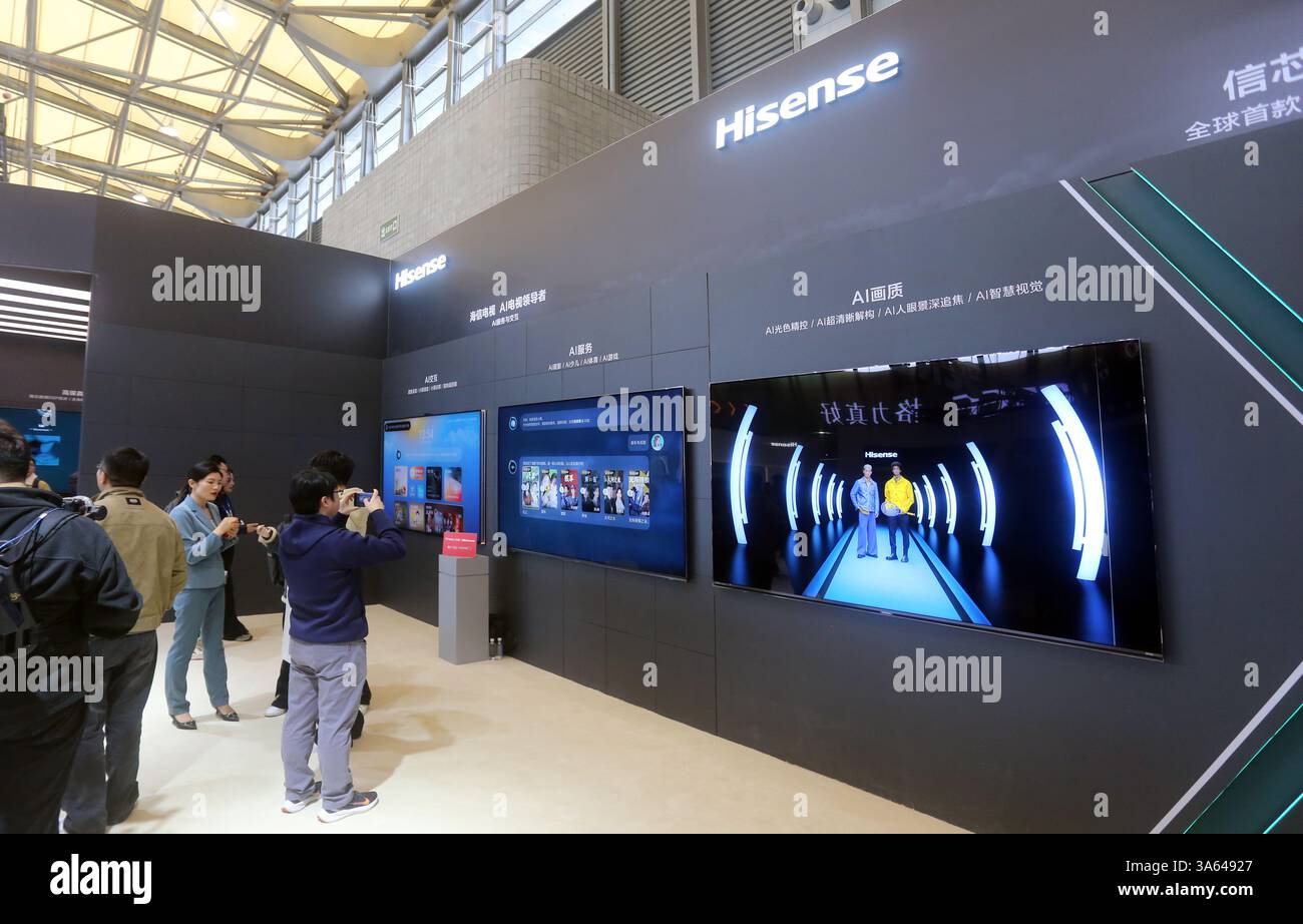 SHANGHAI, CHINA - MARCH 20, 2025 - Visitors visit the Hisense booth at ...