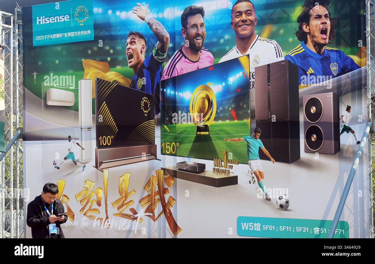 SHANGHAI, CHINA - MARCH 20, 2025 - Visitors visit the Hisense booth at ...