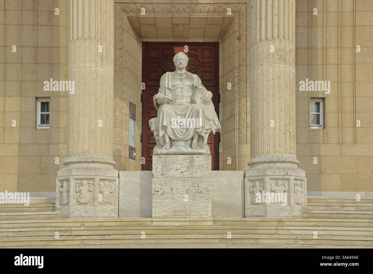 Johann Wolfgang von Goethe sitting on a throne, stone sculpture ...