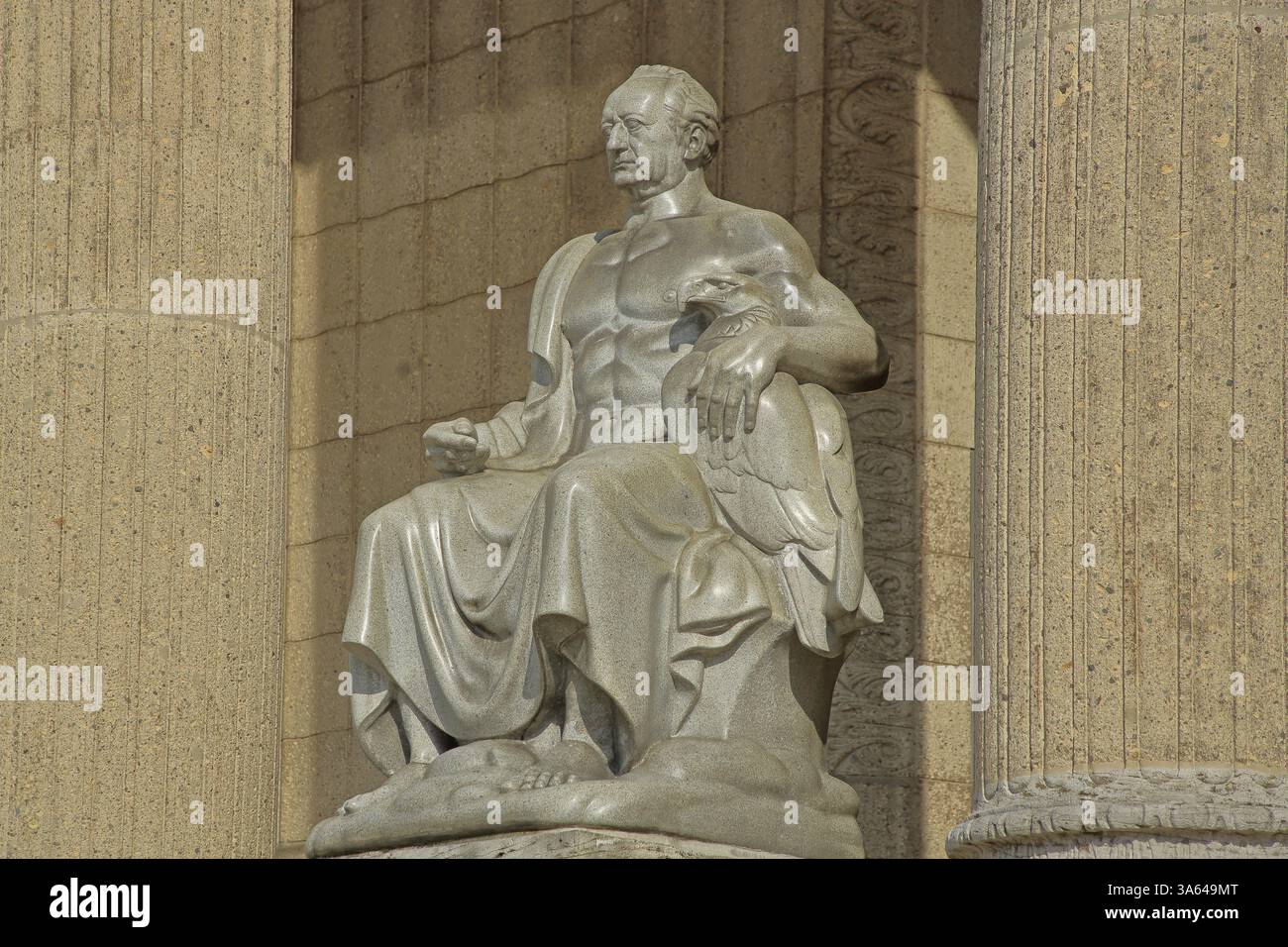 Johann Wolfgang von Goethe sitting on a throne, stone sculpture ...