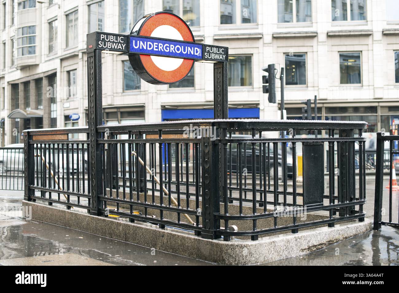 Subway station and subway sign in London Stock Photo - Alamy