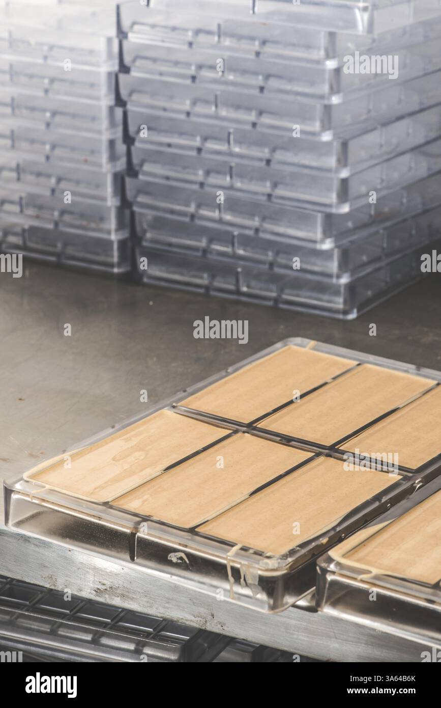 Chocolate factory. Making chocolate bar Stock Photo - Alamy