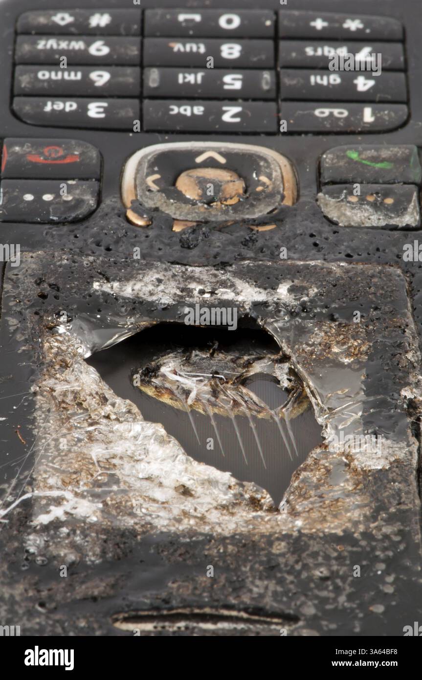 Burned GSM. Display and buttons close up Stock Photo - Alamy